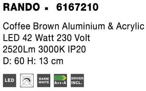 Nova Luce Stropní LED svítidlo RANDO, 42W Barva: Šedá, Teplota světla: 3000K