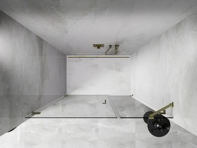 Mexen Lunar-B, Otočné levé sprchové dveře 120 cm, 8mm čiré sklo, zlatý matný profil, 832S-120-050-55-00-L