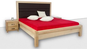 Krajča Manželská postel z masivu Luxus 160 x 200 cm Povrchová úprava: Barevný lak RAL, Druh dřeva: Borovice, Barva čalounění: Béžová