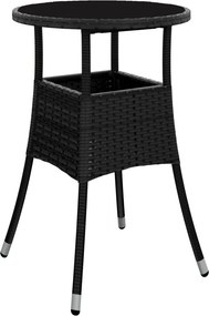 5dílný zahradní bistro set s poduškami černý polyratan 3187415