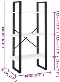vidaXL Úložný regál bílý 60 x 30 x 105 cm dřevotříska