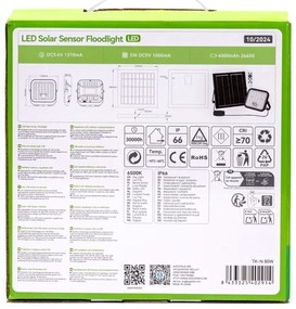 Aigostar - LED Stmívatelný solární reflektor se senzorem LED/80W/3,4V IP66 + DO