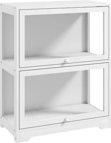HOMCOM Vitrína pro sbírky s 2 patry a akrylovými sklápěcími dveřmi pro figurky 59,5 x 30 x 73 cm, bílá