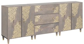 Sada koupelnových skříněk 3 ks 180 x 33 x 75 cm Šedá a zlatá 3310152