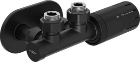 Mexen Duplex G05, úhlový termostatický set s kulatou krytkou, DN50, černá matná, W907-958-905-70