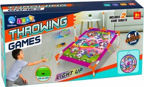 LEAN Toys Obratnostní hra „Hod na terč“ 4 v 1 – terč, deska, jednorožci, obruče, frisbee