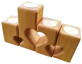 3SRDCE - Svícen na čajovou svíčku Dřevo: Buk