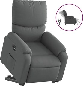 Elektrické zvedací polohovací křeslo tmavě šedé textil 3204849