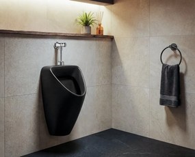 CERASTYLE CERASTYLE, SCHWARN keramický urinál, s horním přívodem vody, černá mat, 201.702.6