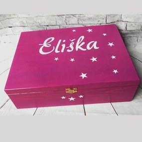 Velký dřevěný box se jménem fialový
