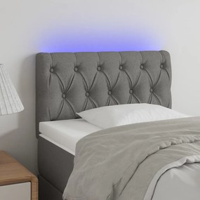 Čelo postele s LED tmavě šedé 80 x 7 x 78/88 cm textil 3121923