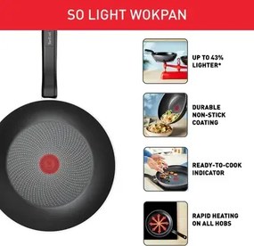 Tefal So Light Induction H0560742 / Wok pánev / 28 cm / indukce / hlin