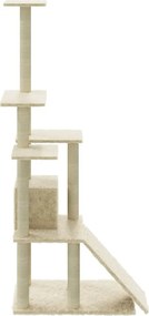 Škrabadlo pro kočky se sisalovými sloupky krémové 155 cm 171515
