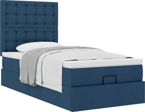 Osmanský postel s matrací modrá 90x200 cm textil 3313298