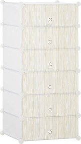 HOMCOM Plastový Stojan na Boty pro 6 Párů Obuvní Box do Předsíně, DIY Stohovatelné Regály Bílý 49 x 36,5 x 108 cm | Aosom