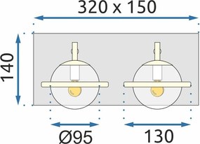 Toolight, nástěnné svítidlo 2xG9 APP1221-2W, černá-zlatá, OSW-40029