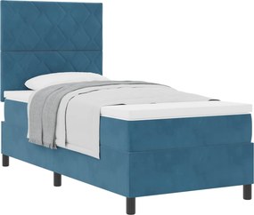 Postel s boxspringem s čelo Tmavě modrá 90 x 190 cm samet 3339870