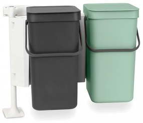 Brabantia Vestavný odpadkový koš Sort&Go 2x12 l - tmavě šedá/nefritově zelená