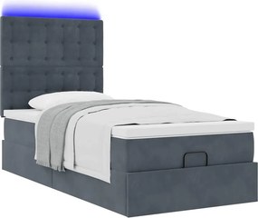 Osmanský rám postele s matracemi tmavě šedá 100x200cm samet 3314445