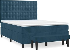 Box spring postel s matrací tmavě modrá 140x190 cm samet 3138083