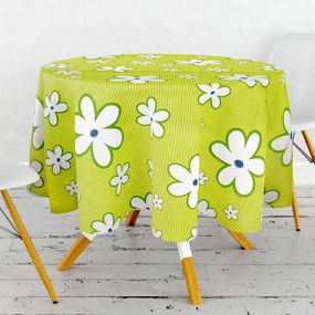 Ubrus PVC kulatý DC-900B – Kopretinový tanec na zeleném (různé velikosti)