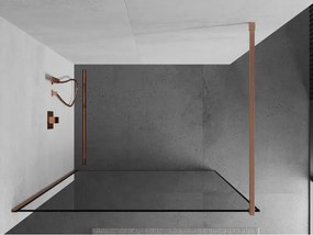Mexen Kioto, sprchová zástěna Walk-In 150 x 200 cm, 8mm čiré sklo černý vzor, ​​měděný matný profil, 800-150-101-65-70