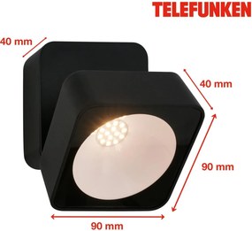 TF 322005TF TELEFUNKEN LED venkovní nástěnné svítidlo, ochrana proti stříkající vodě, bez vypínače, 3000K teplá bílá, černé - BRILONER