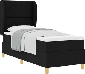 Postel s boxspringem s čelo Černý 200 x 80 cm textil 3340783