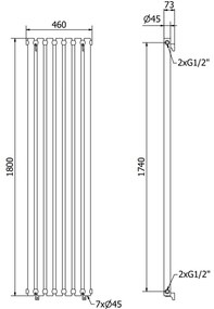 Mexen Texas designový radiátor 1800 x 460 mm, 719 W, Černá - W203-1800-460-00-70