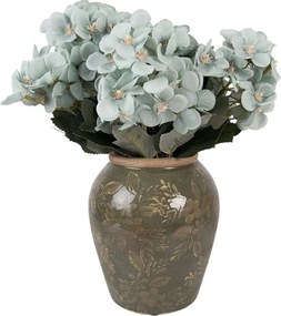 Zelená keramická váza s květy Timothée M - Ø 15*18 cm