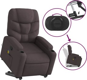 Zvedací masážní polohovací křeslo tmavě hnědé textil 3204613