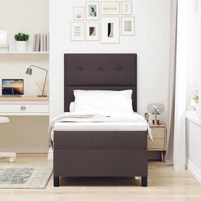 Postel s boxspringem s čelo Tmavě hnědá 100 x 200 cm textil 3339367
