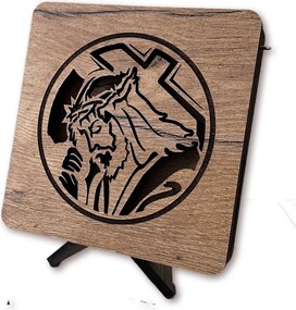 Li-Go "Ježíš a kříž" lampa 19x19 cm provedení povrchu: ořech