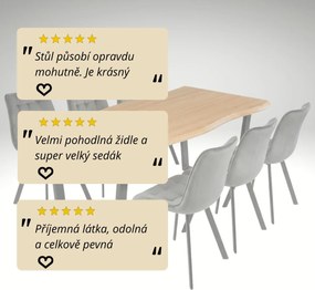 Vikio Jídelní set pro 6 osob 180x90 cm dub noha U šedá židle VJS158-6S-S