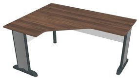 Stůl ergo lomený pravý 160×120/60 cm - Hobis Cross CEV 60 P Dekor stolové desky: ořech, Dekor lamino podnože: bílá, Barva nohou: černá