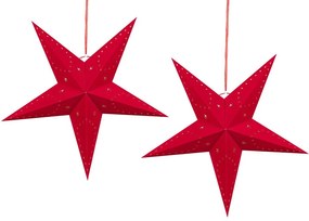 Sada 2 závěsných sametových hvězd s LED 60 cm červené MOTTI Beliani