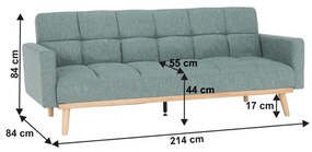 Rozkládací pohovka MAVERA — látka, mentolová