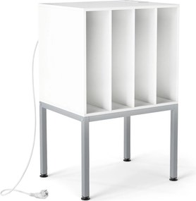 Costway Stolek na gramofon s nabíjecí stanicí a přihrádkami, bílý