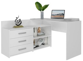 Rohový psací stůl + komoda DANY levý bílý