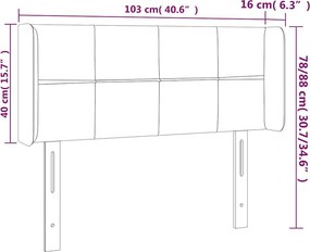 Čelo postele s LED tmavě modré 103 x 16 x 78/88 cm samet 3123282
