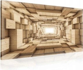 Obraz 80x60 Tunel 3D dřevěné bloky abstrakce geometrie perspektiva