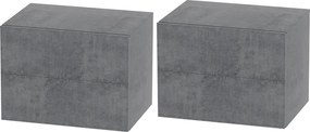 HOMCOM Sada 2 nástěnných nočních stolíků se 2 zásuvkami, noční stolky do ložnice, úsporné postranní stoly do obývacího pokoje, 40x29x30 cm, šedý ceme…