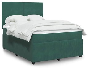 Box spring postel s matrací tmavě zelená 140x200 cm samet 3294655