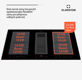 Klarstein Full House Down Air System, indukční sporák + odsavač par, 444 m³/h, třída energetické účinnosti A