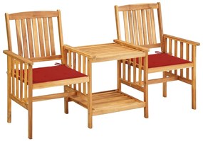 Zahradní židle s čajovým stolkem a poduškami 2ks akáciové dřevo,  3061281
