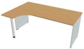 Stůl ergo pravý 180*120 cm - Hobis Gate GE 1800 P Dekor stolové desky: buk, Dekor lamino podnože: šedá, Barva nohy: stříbrná