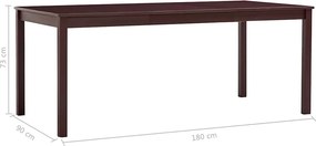 Jídelní stůl tmavě hnědý 180 x 90 x 73 cm borové dřevo 283407