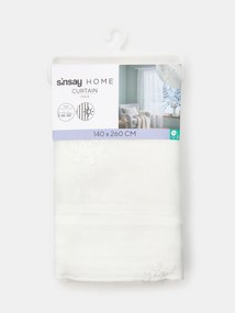 Sinsay - Poloprůhledná záclona na řasící pásce s vyšívanými sněhovými vločkami - bílá