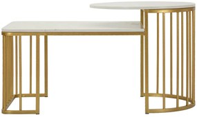 Designový konferenční stolek Kehlani 90 cm bílý / zlatý