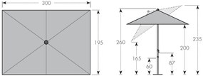 Slunečník DOPPLER Expert Auto Tilt 300 x 200 cm nastavitelný přírodní